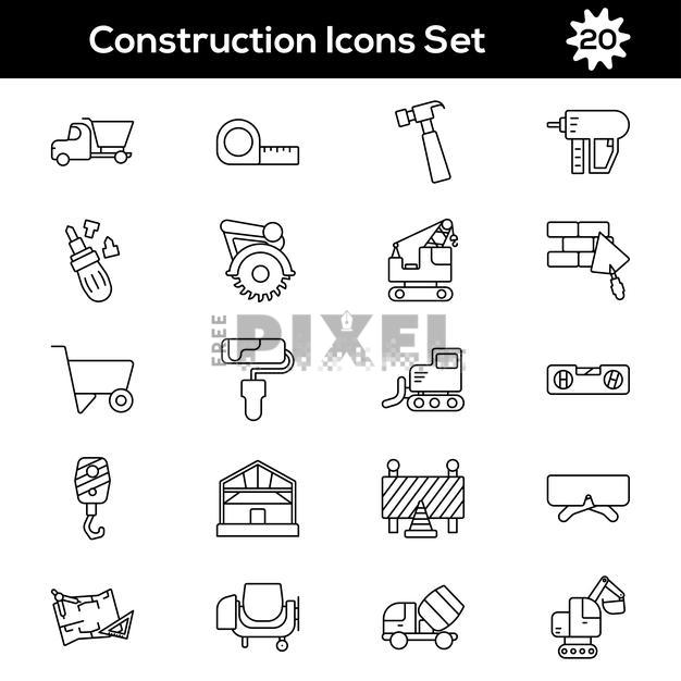Construction Icons Black And White