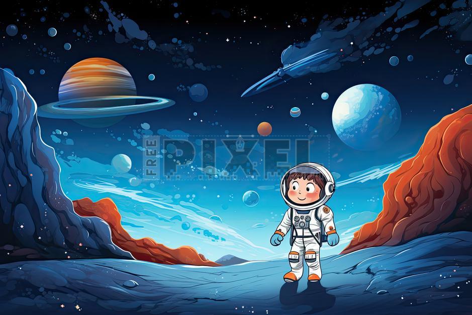 Cartoon Astronaut Floating In Space Space Astronaut PNG Images, Space