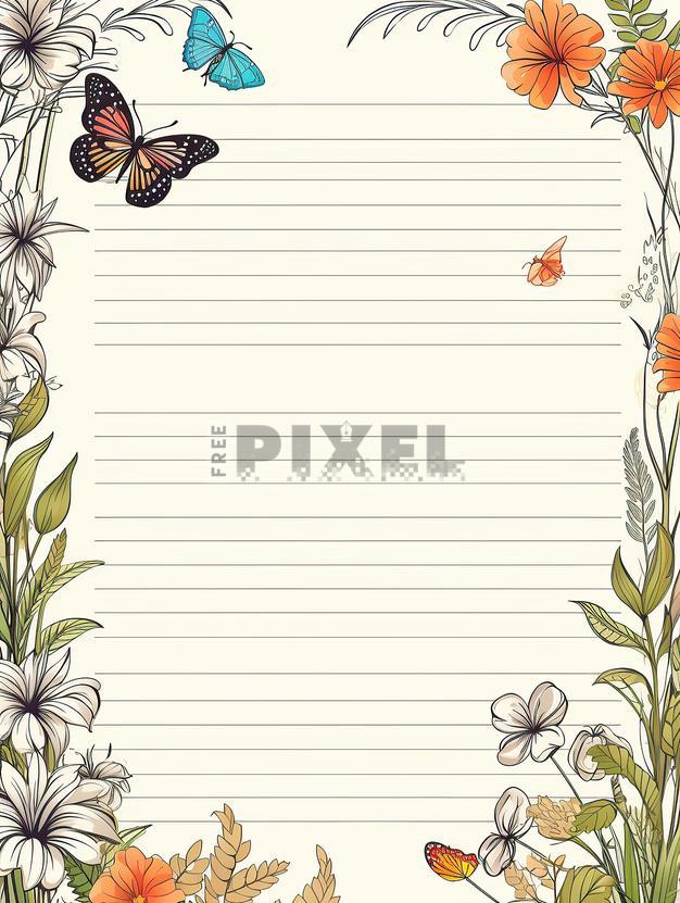 Butterfly Border Paper Landscape