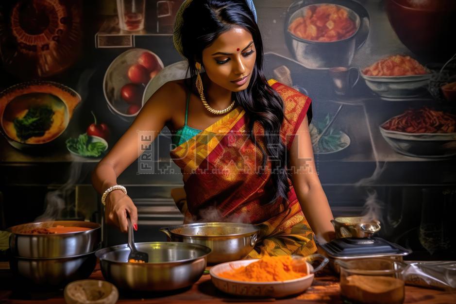 Indian Woman Cooking