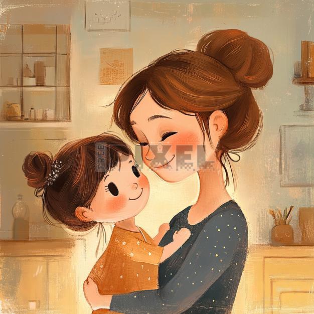 Cartoon Mom And Daughter Love