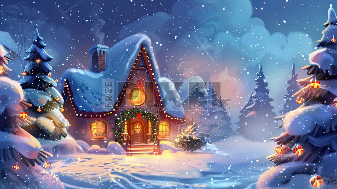 Free Animated Christmas Cottage