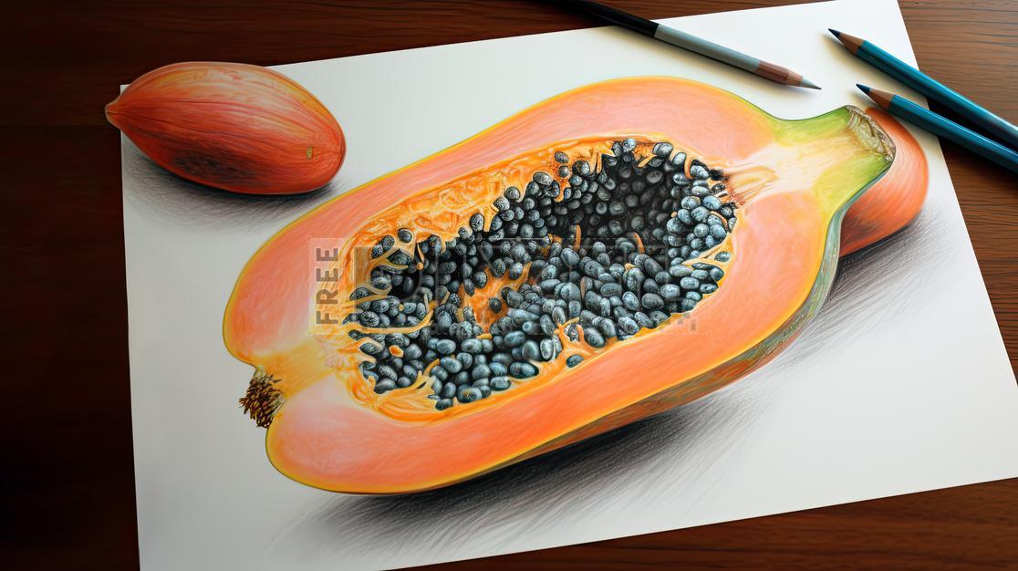 Papaya Fruit Drawing