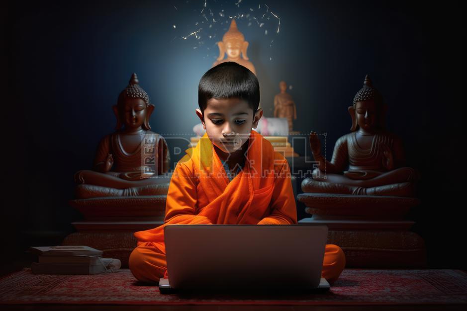 Child Monk Meditating
