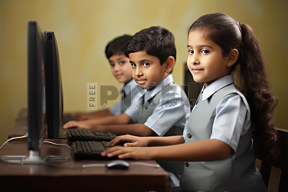 Children In Classroom With Computers