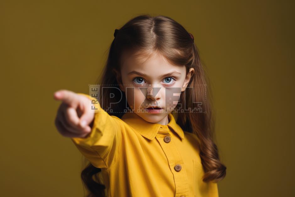 Angry Little Girl Pointing