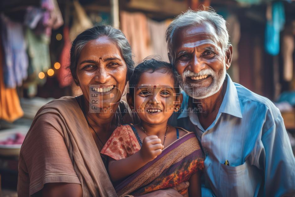 Happy Poor Indian Family