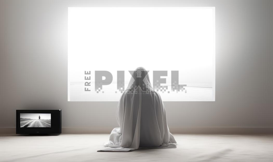 Sitting Person White Background