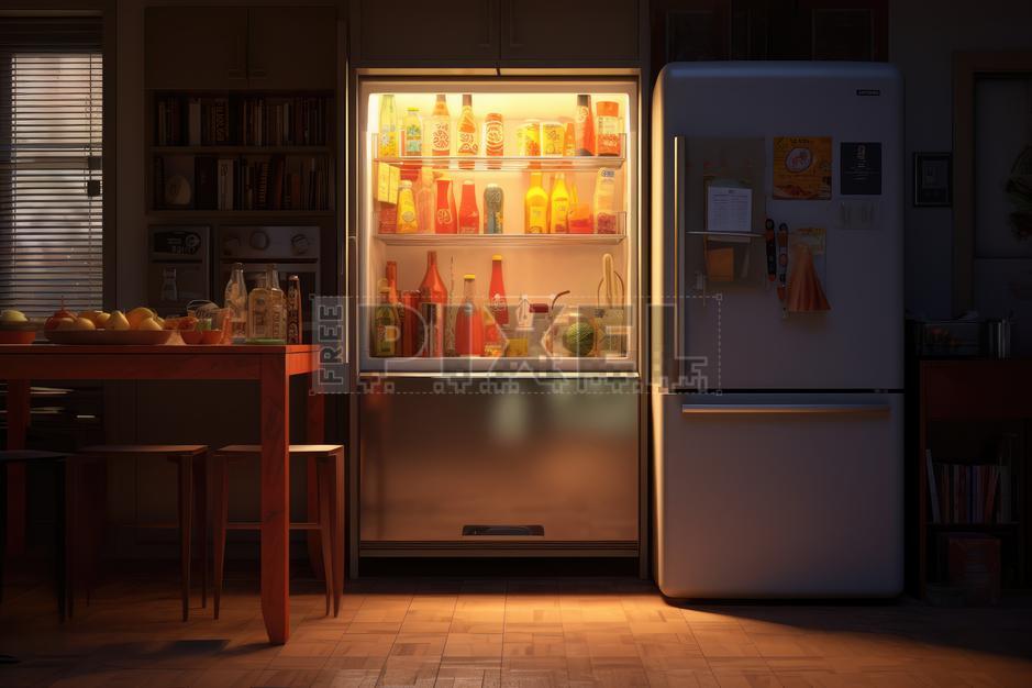 Open Refrigerator At Night