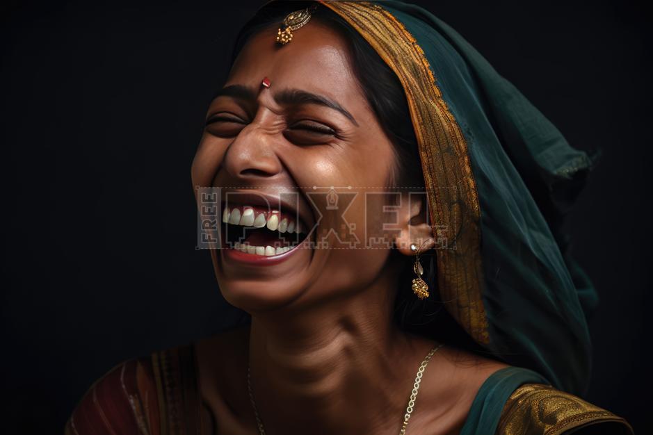 Laughing Indian Woman Face