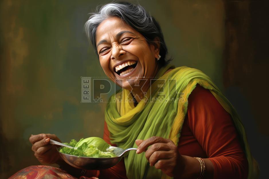 Laughing With Salad