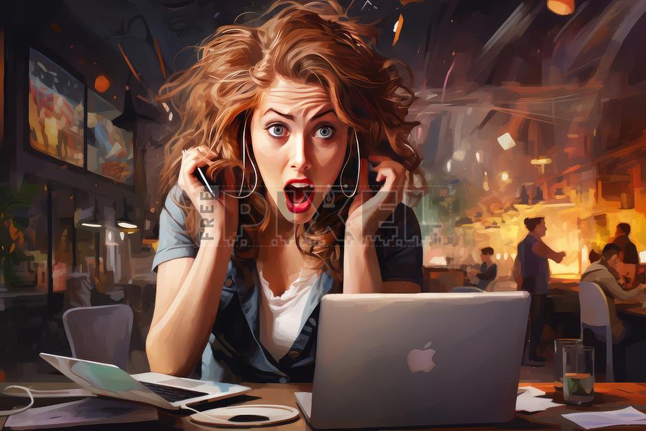Shocked Woman Computer
