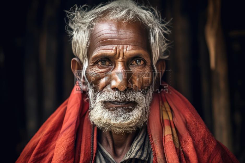 Old Indian Man Face