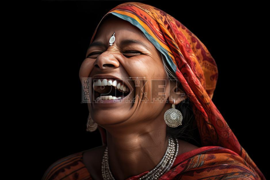 Laughing Indian Woman Face