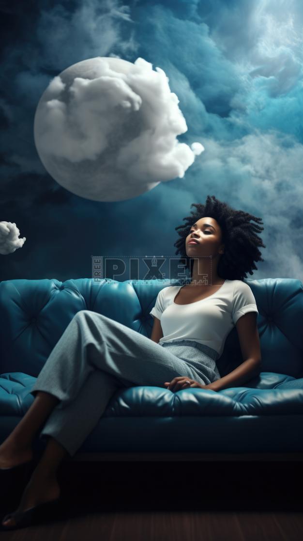 Girl Looking Up At The Moon