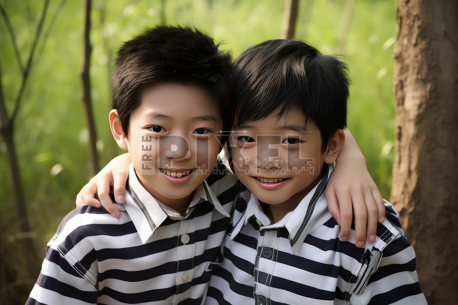 Two Boys Brothers Hugging