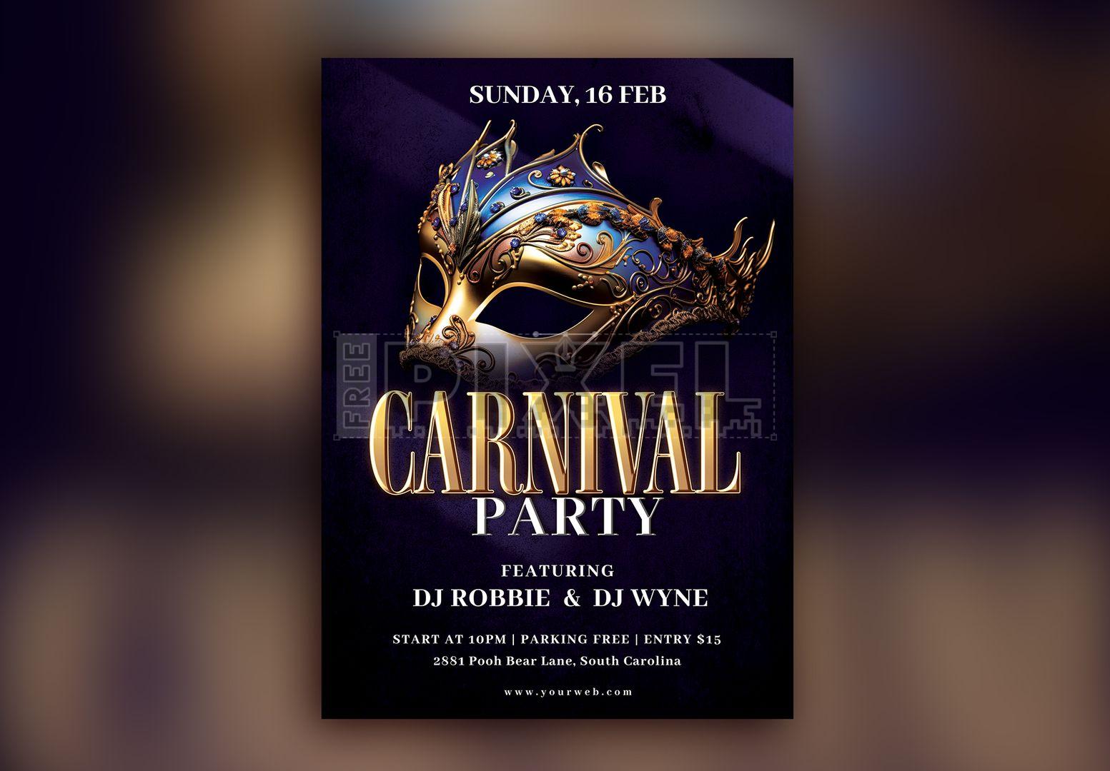 Free Templates - Editable PSD Template | Carnival Party Flyer Template ...