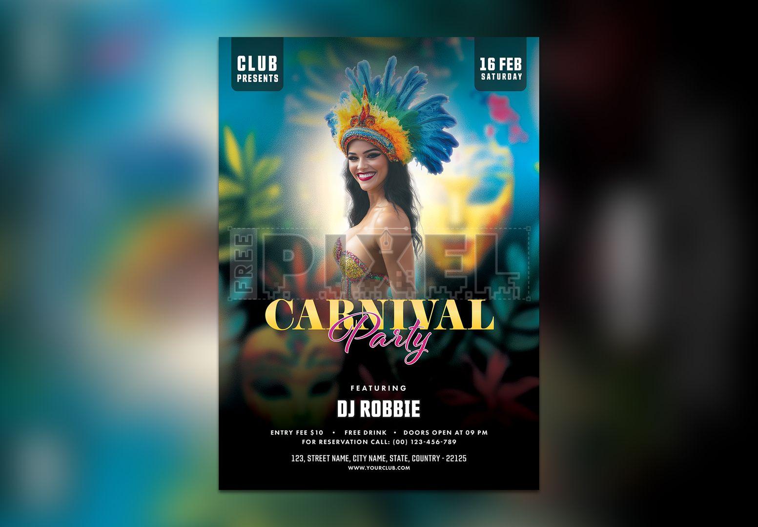 Free Templates - Editable PSD Template | Carnival Party Flyer Template ...