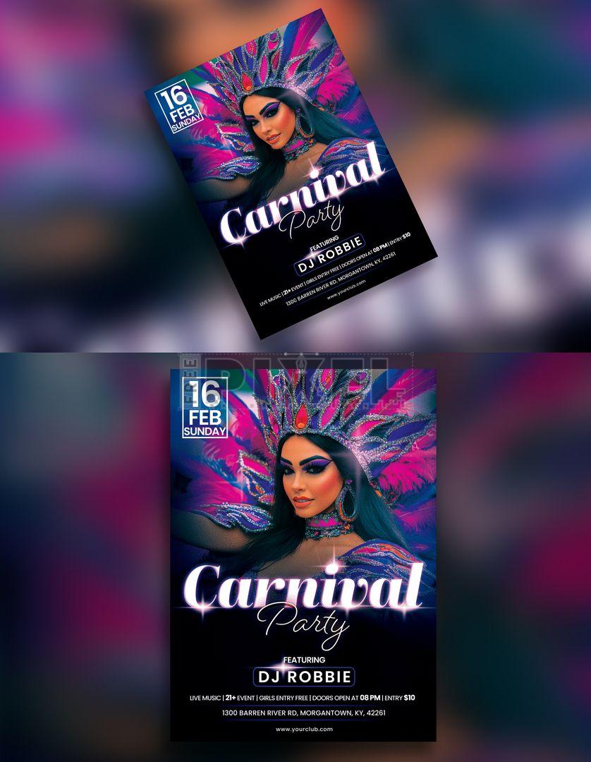 Free Templates - Carnival Party Flyer Template With Female Samba Dancer ...