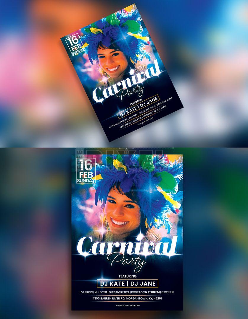 Free Templates - Editable PSD Template | Carnival Party Flyer Template ...