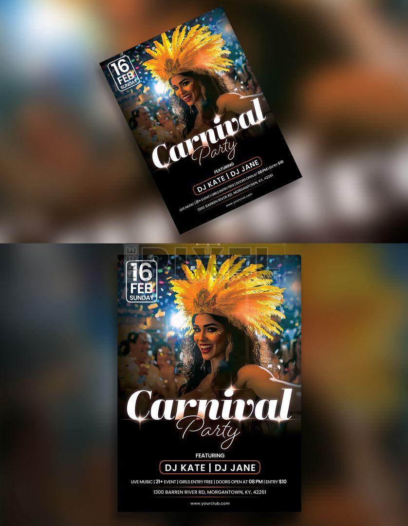 Free Templates - Editable PSD Template | Carnival Party Flyer Template ...