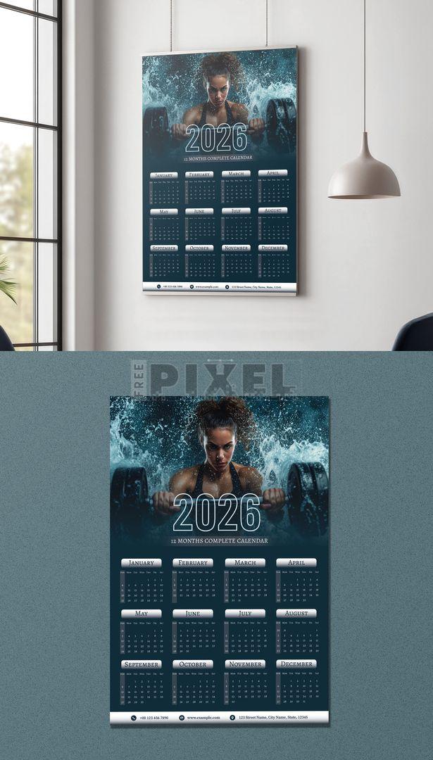 Free Templates - Editable AI Template | 2026 Yearly Wall Calendar ...