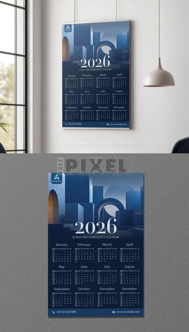 Free Templates - Editable AI Template | 2026 Yearly Wall Calendar ...
