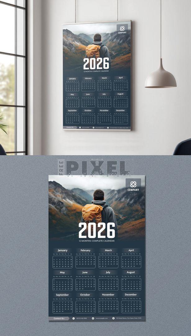 Free Templates - Editable AI Template | 2026 Yearly Wall Calendar ...