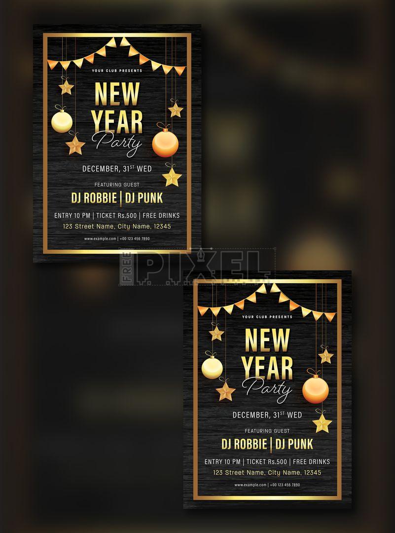 Free Templates - Editable AI Template | New Year Party Flyer With Event ...