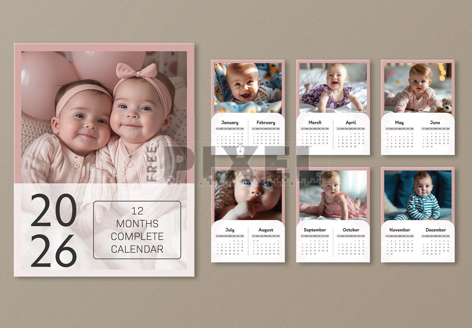 Free Templates - Editable AI Template | Set Of 2026 Yearly Calendar ...