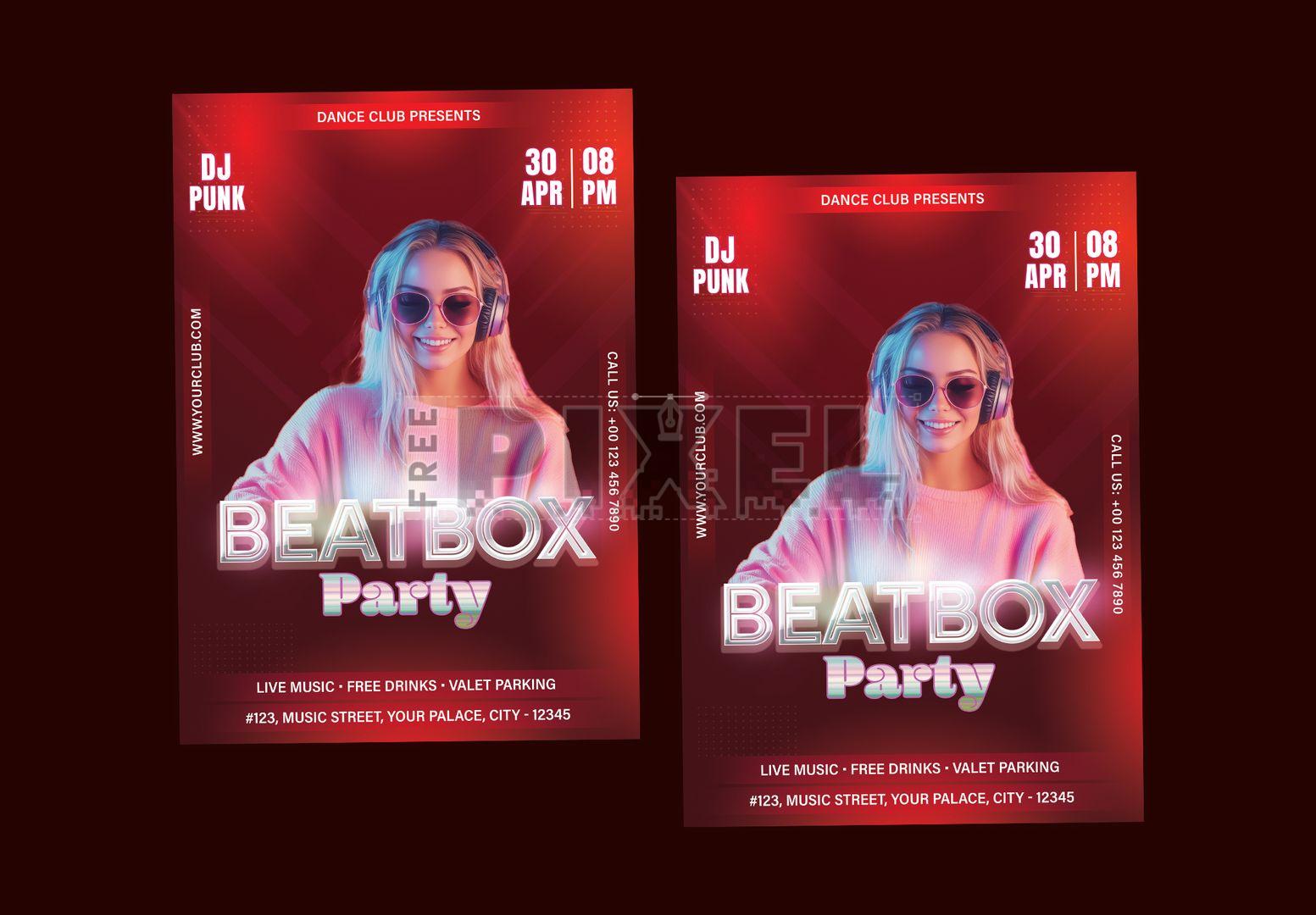 Free Templates - Editable PSD Template | Editable Beatbox Party Flyer ...
