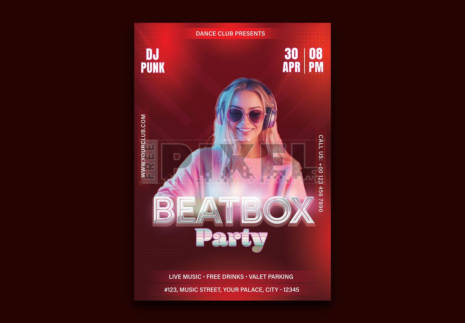Free Templates - Editable PSD Template | Editable Beatbox Party Flyer ...