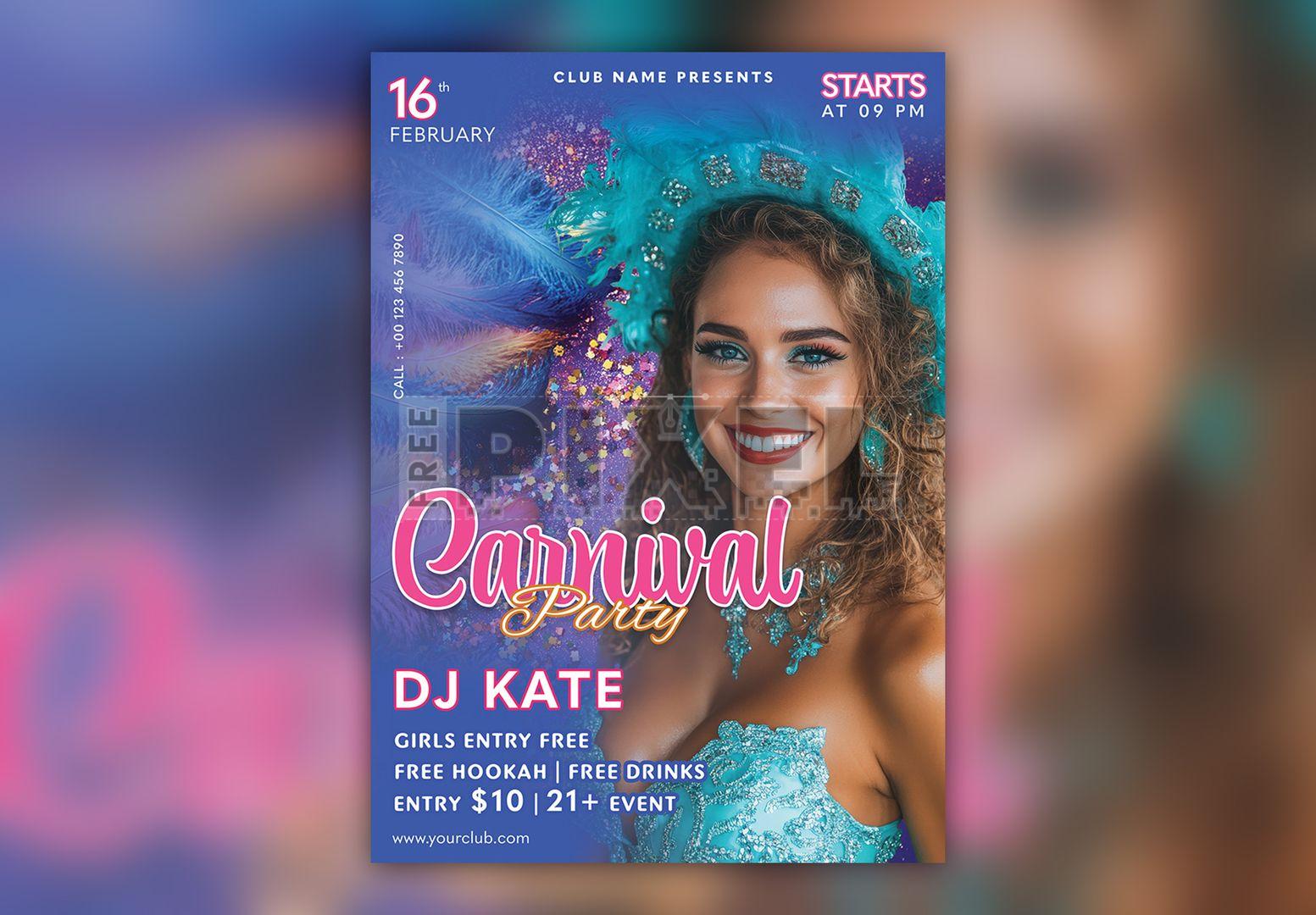 Free Templates - Editable PSD Template | Editable Carnival Party Flyer ...