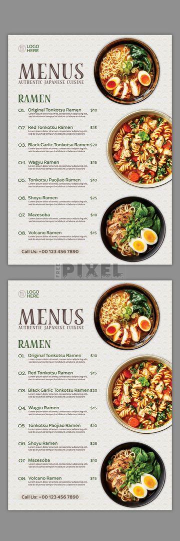 Free Templates - Editable PSD Template | Japanese Ramen Menu Template ...