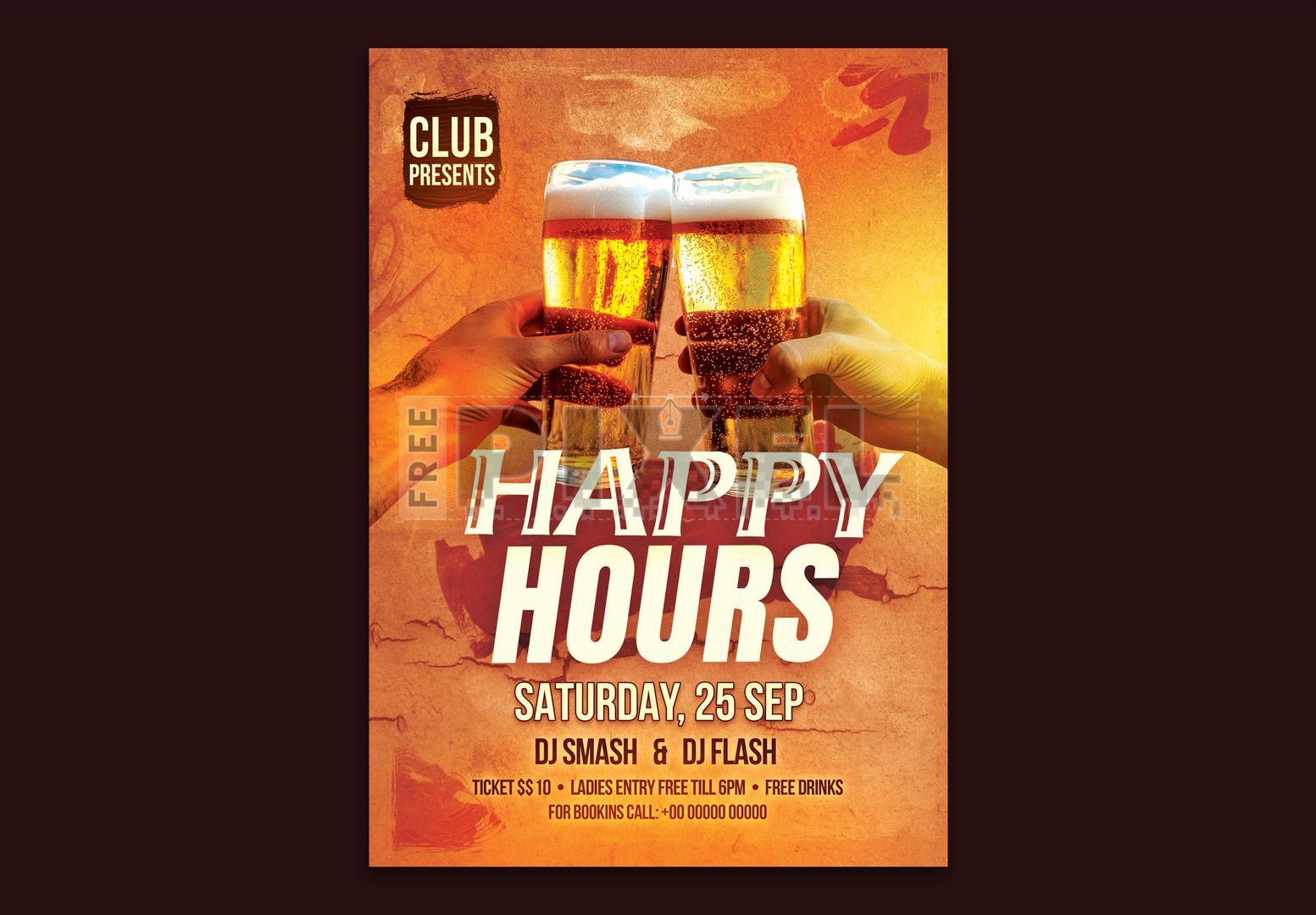 Free Templates - Editable PSD Template | Happy Hours Party Flyer Or ...