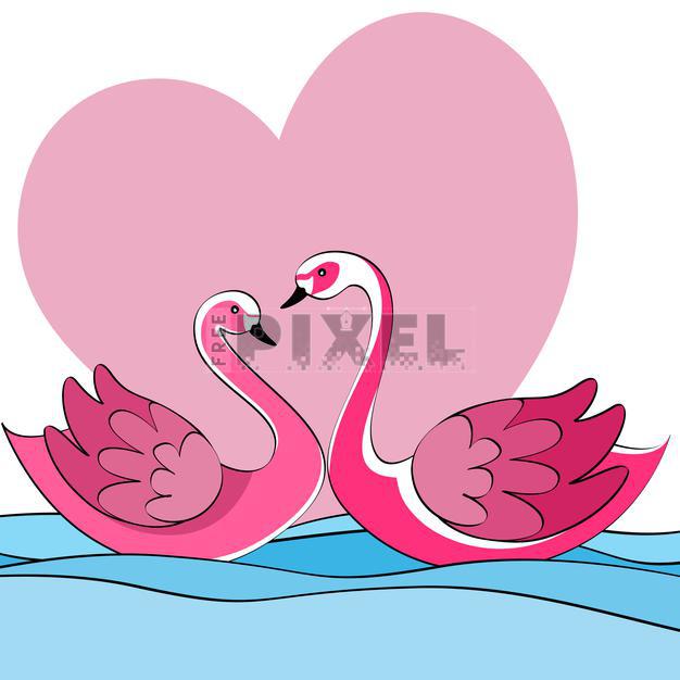 Swans In Love Clipart