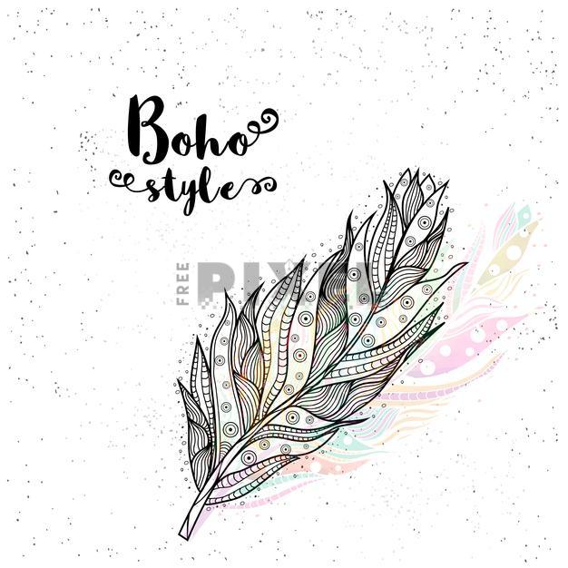 Boho Feather Drawing