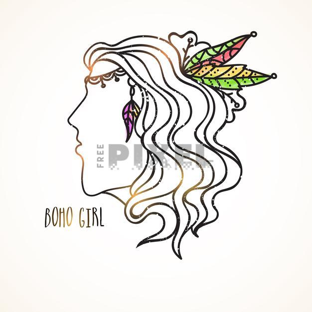 Boho Girl Drawing