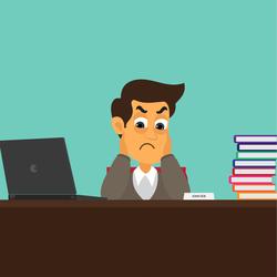 Sad Student At Desk Cartoon